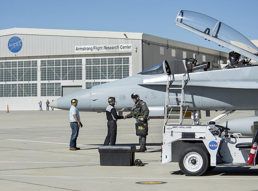 First of three “new” F/A-18B Hornets arrived at NASA’s Center in California