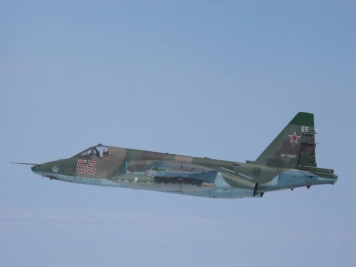 Japanese military jet intercepts Russian Su-25 Frogfoot attack aircraft