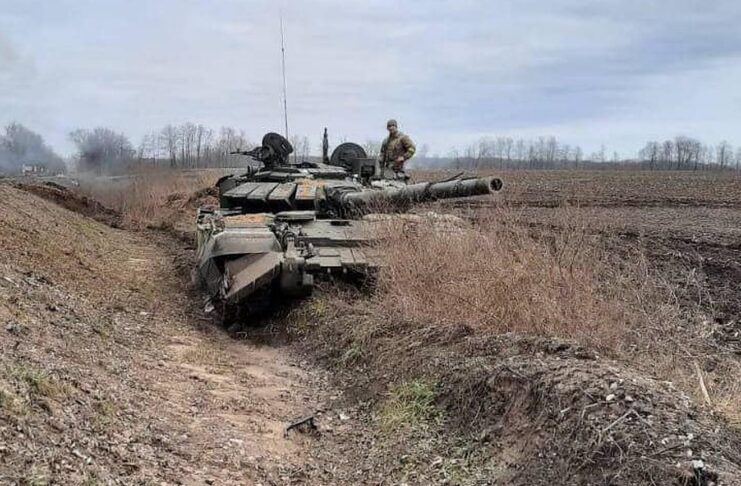 Russian tanks stuck in the mud during full-scale military attack on Ukraine