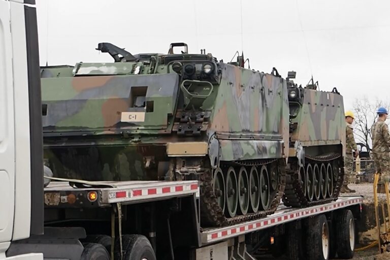 US Soldiers prepare M113 vehicles for Ukrainian defense