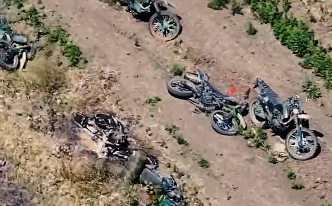 Ukraine shows ‘graveyard of motorcycles’ after failed Russian assault