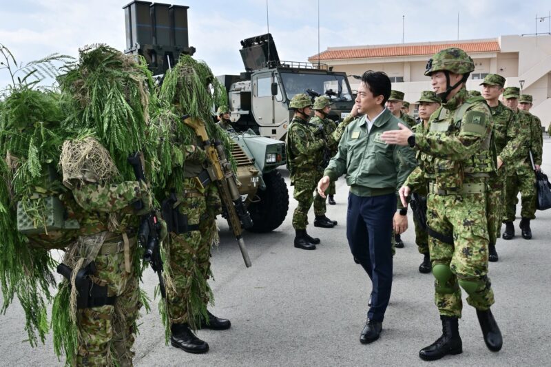 Japan’s defense chief inspects frontline bases close to Taiwan