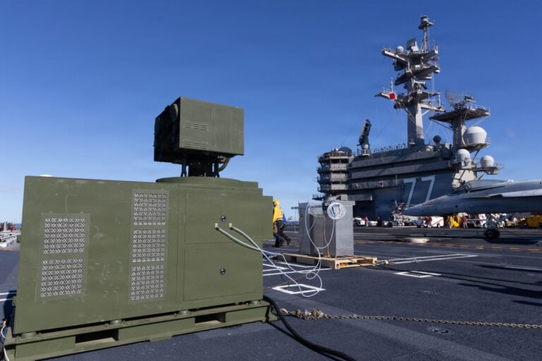 U.S. Navy tests laser weapon on aircraft carrier